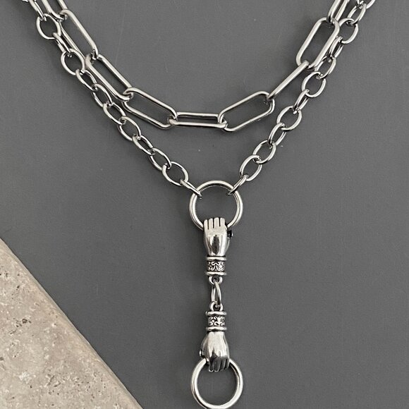 RM JEWELRY STUDIO | Jewelry | New Layered Silver Necklace Set Hand Fist ...